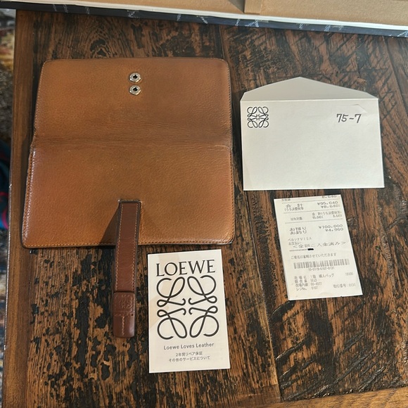 Loewe | Bags | Loewe Wallet Long Slim Bifold Brown Calf Leather Soft ...